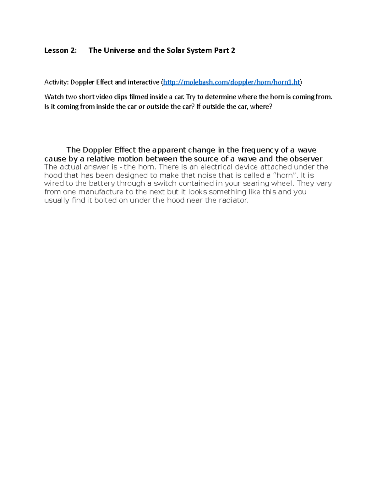 Lesson-2 - sdfdsf - Lesson 2: The Universe and the Solar System Part 2 ...