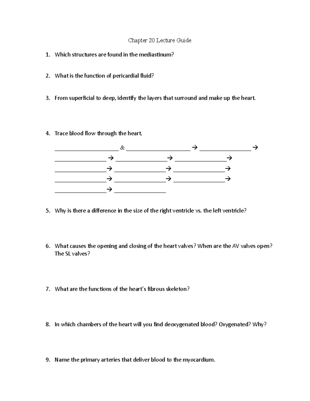AP1 Chapter 20 Lecture Guide - Chapter 20 Lecture Guide Which structures are found in the - Studocu