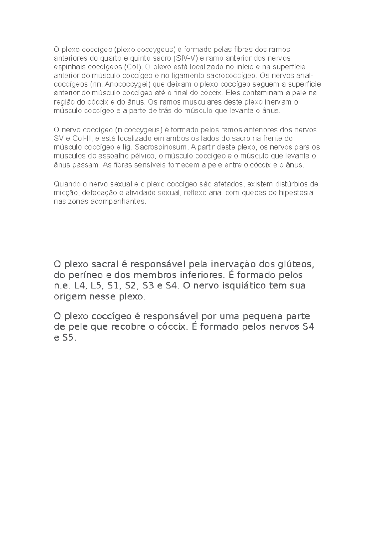 Neuro - O plexo coccígeo (plexo coccygeus) é formado pelas fibras dos ...
