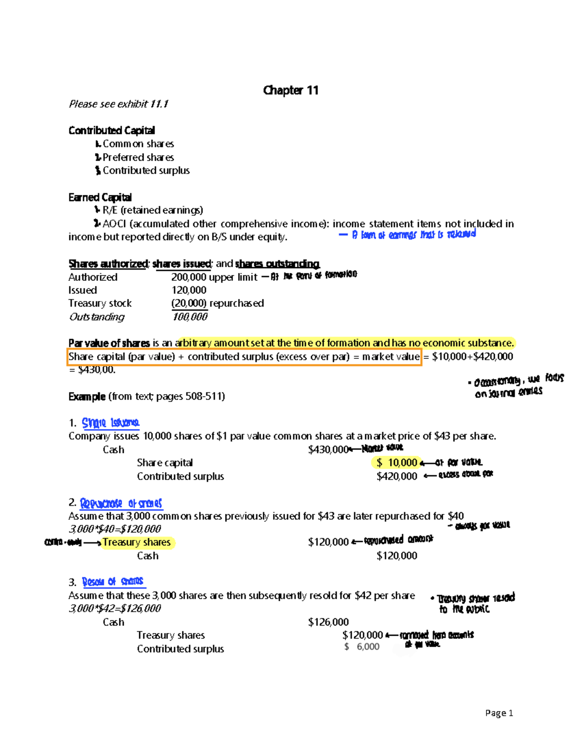Chapter 11 (Part 1): Capital - Chapter 11 Please see exhibit 11 ...