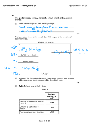 AQA Chemistry All Chemical Tests Table - AQA A Level Chemistry - ALL ...
