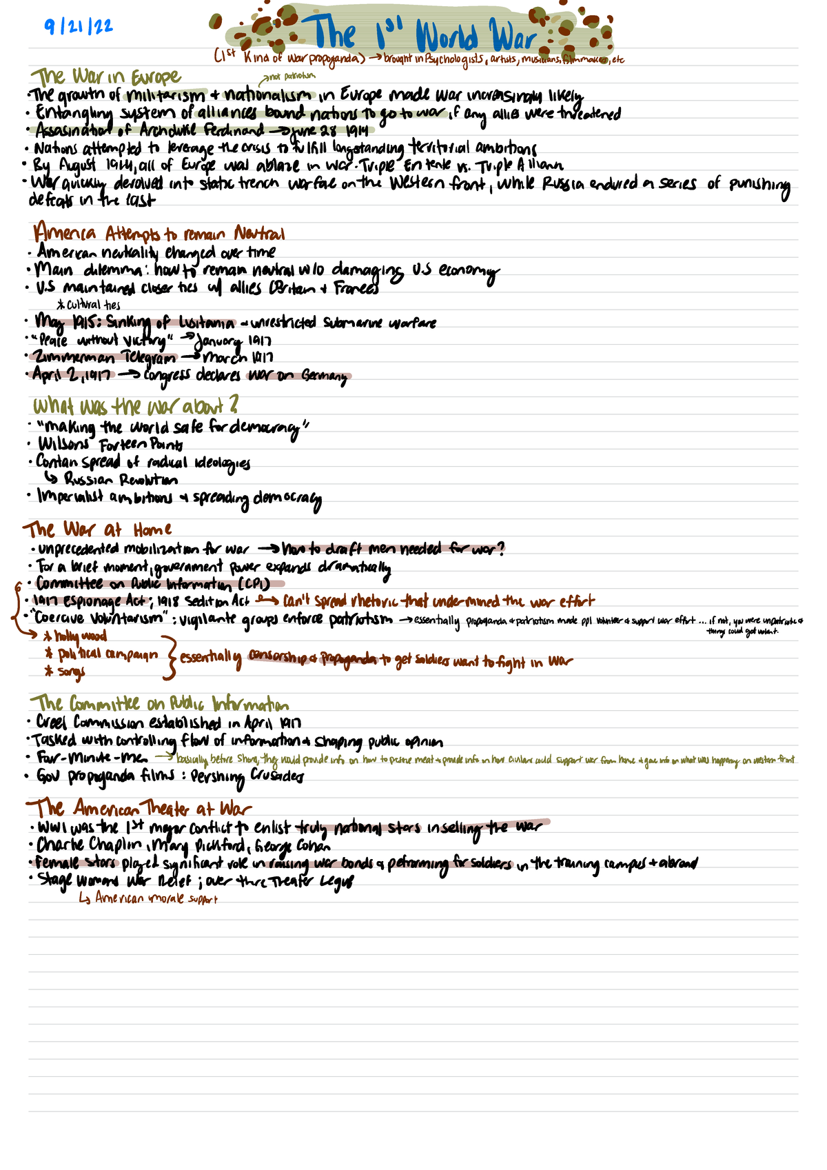 Hist 2112 WWI - Class notes about WWI - i e. % i 9121122 " i The ...