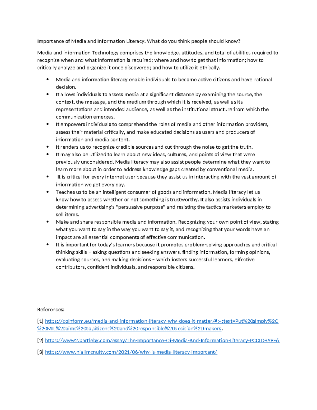 Importance of Media and Information Literacy - What do you think people ...