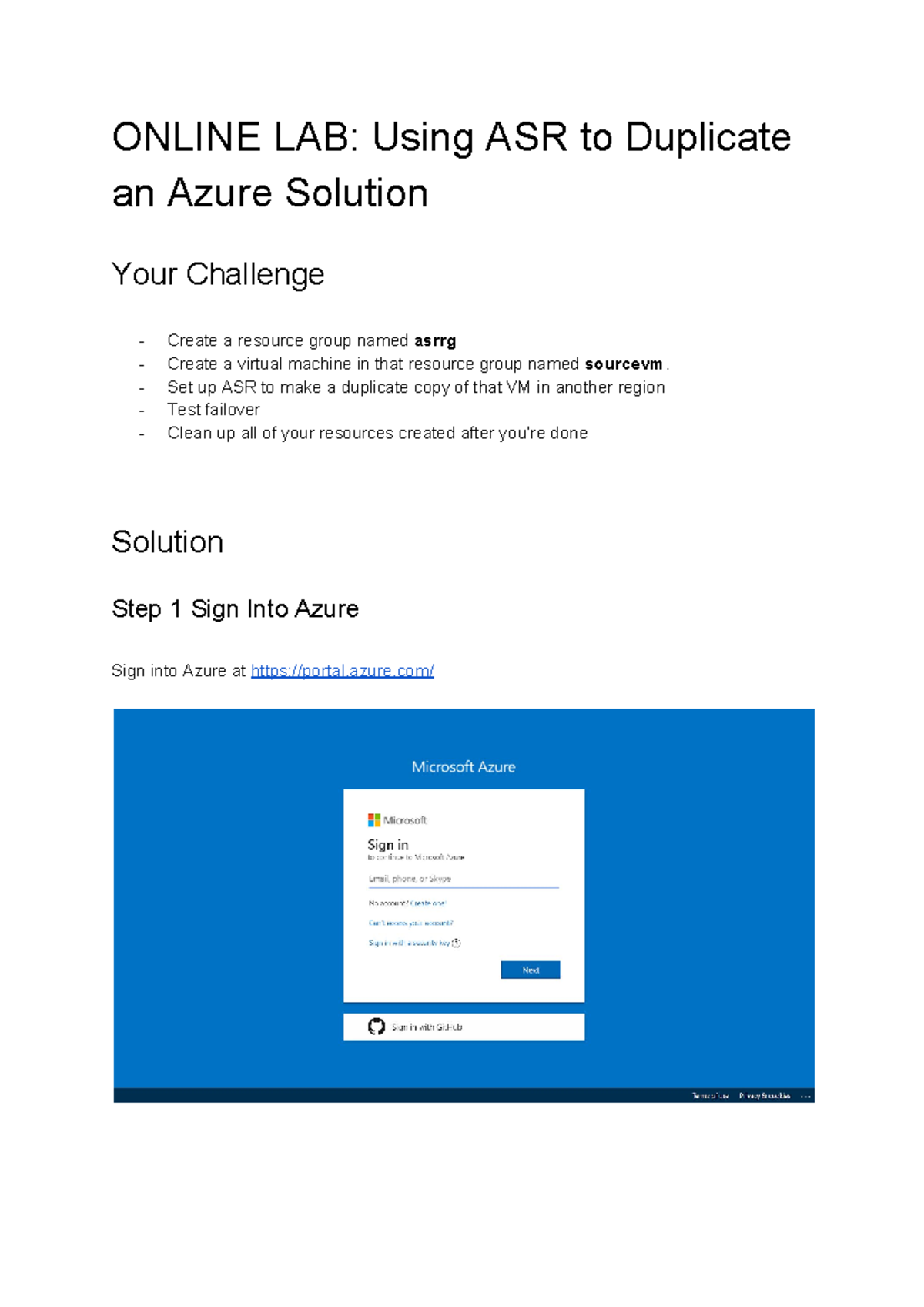 Section-14 1-Use ASR to Duplicate an Azure Solution LAB - ONLINE LAB ...