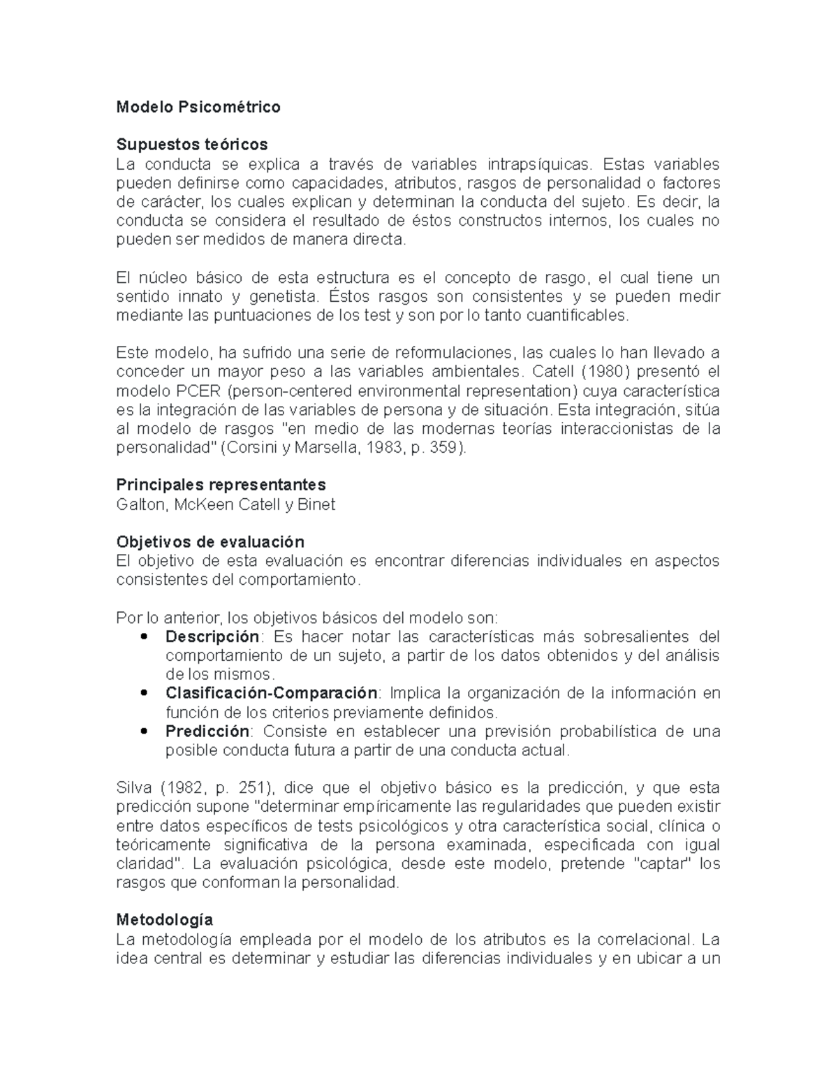 Modelo Psicométrico - Modelo Psicométrico Supuestos teóricos La ...