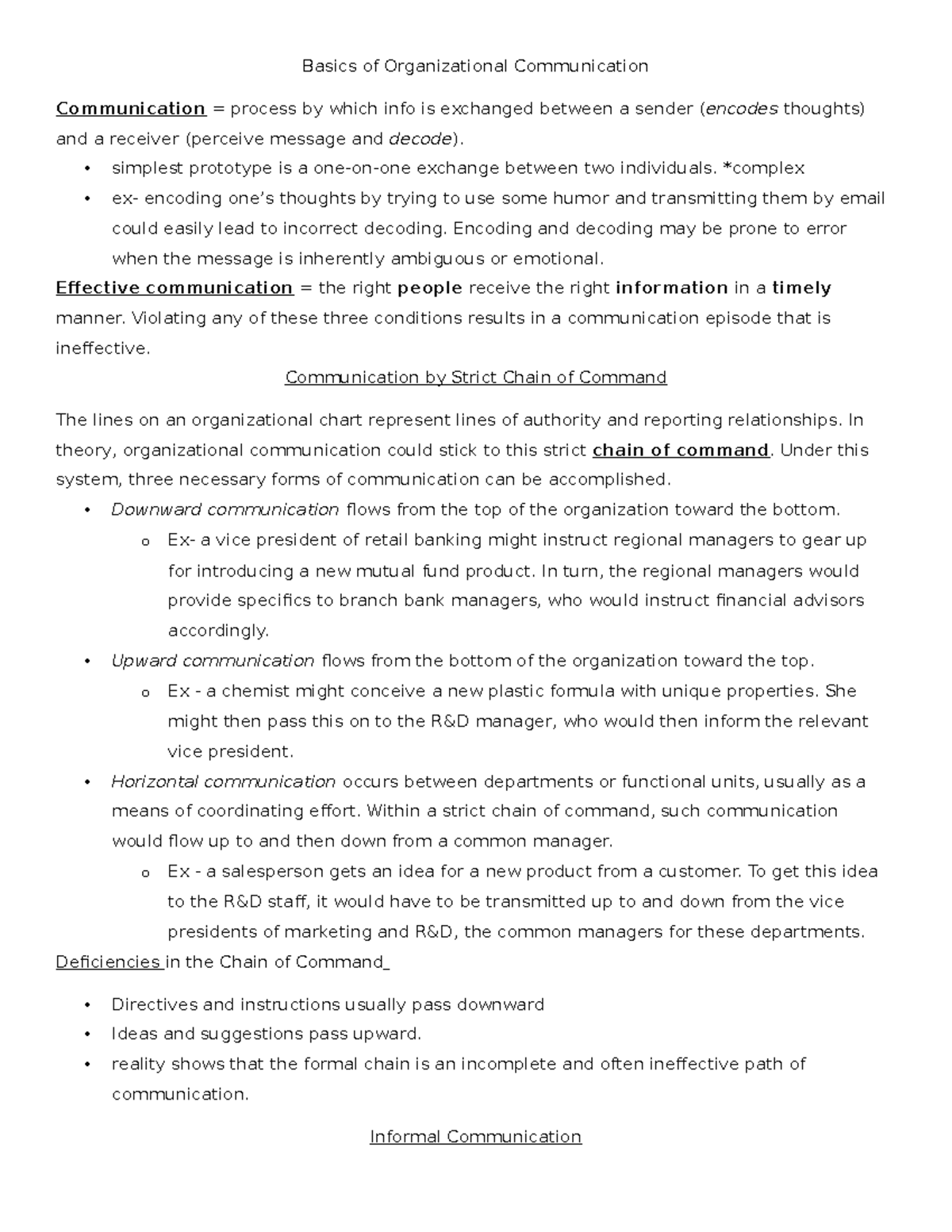 Basics of Organizational Communication - Studocu