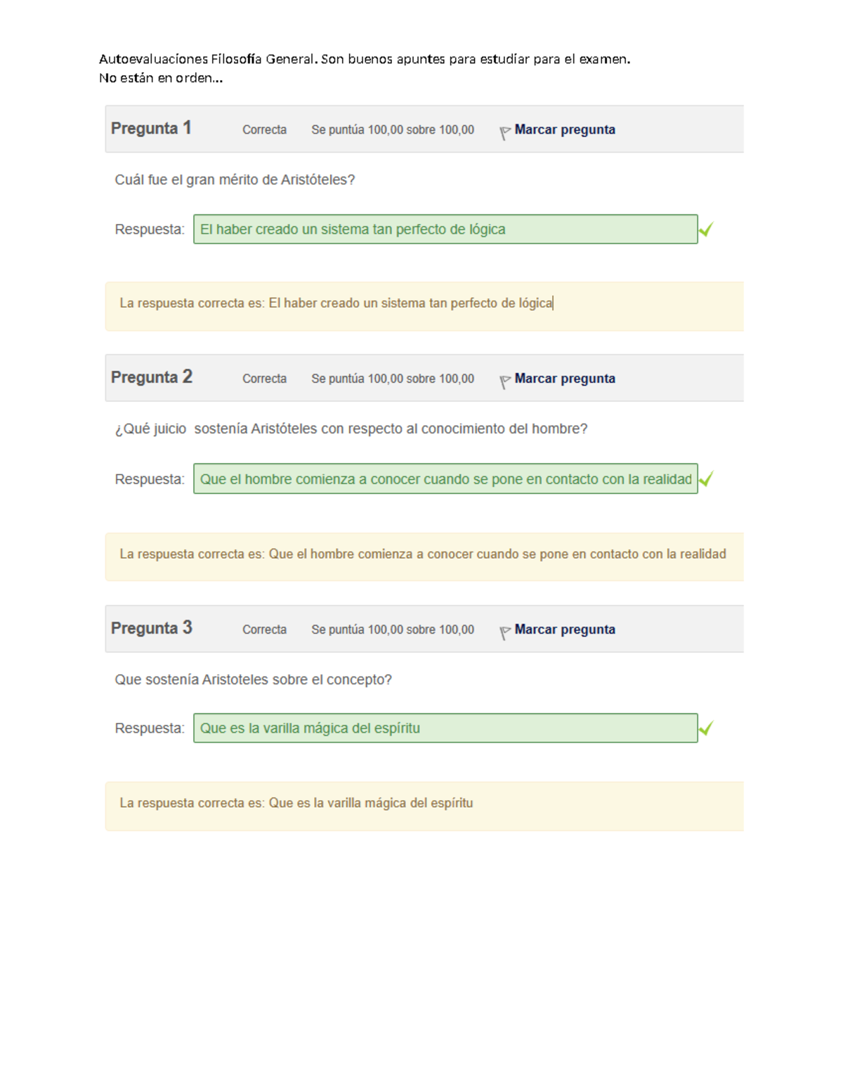 Apuntes de las autoevaluaciones para estudiar el exámen de Filosofía ...