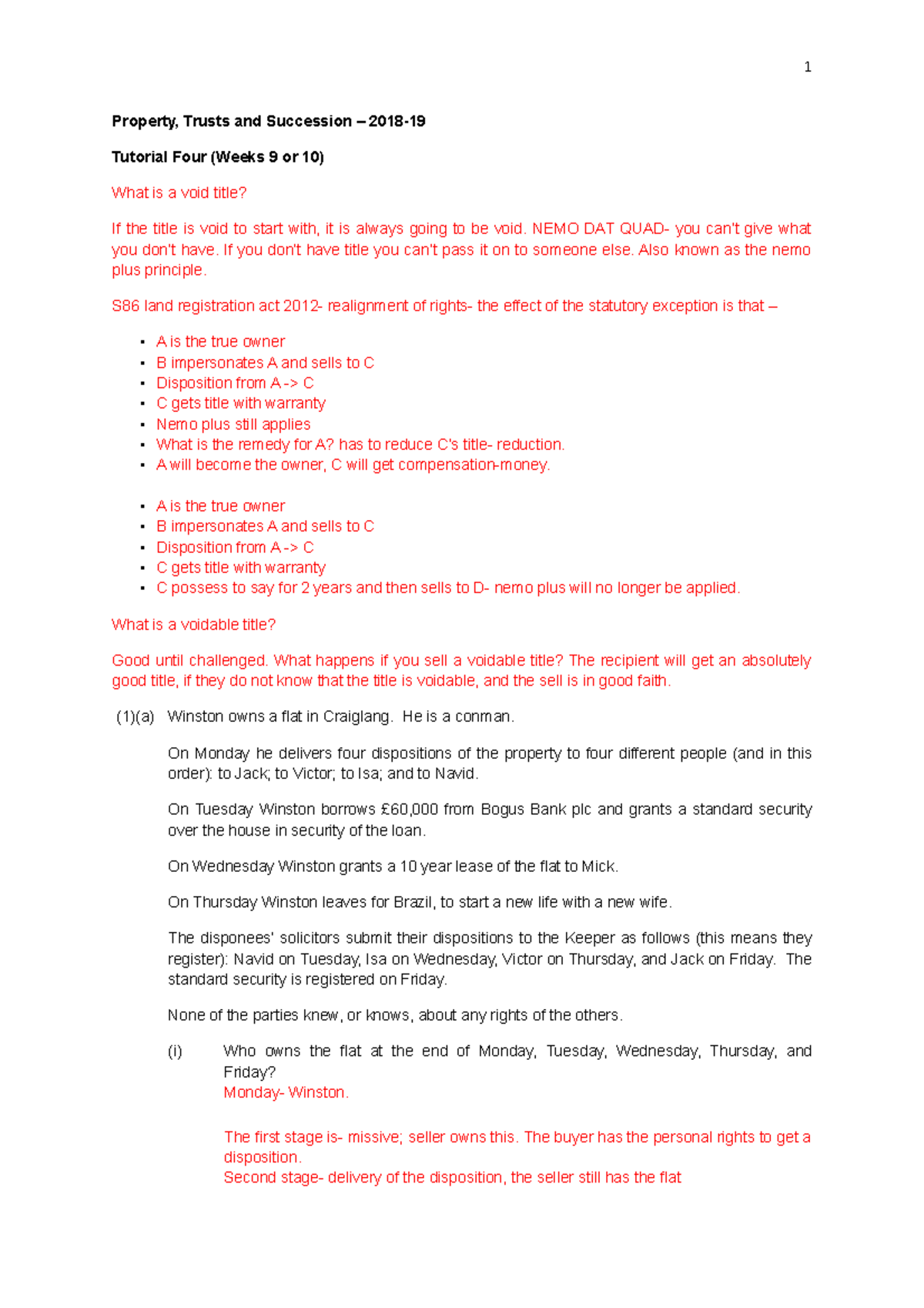 Tutorial Four - 1 Property, Trusts and Succession – 2018- Tutorial Four ...