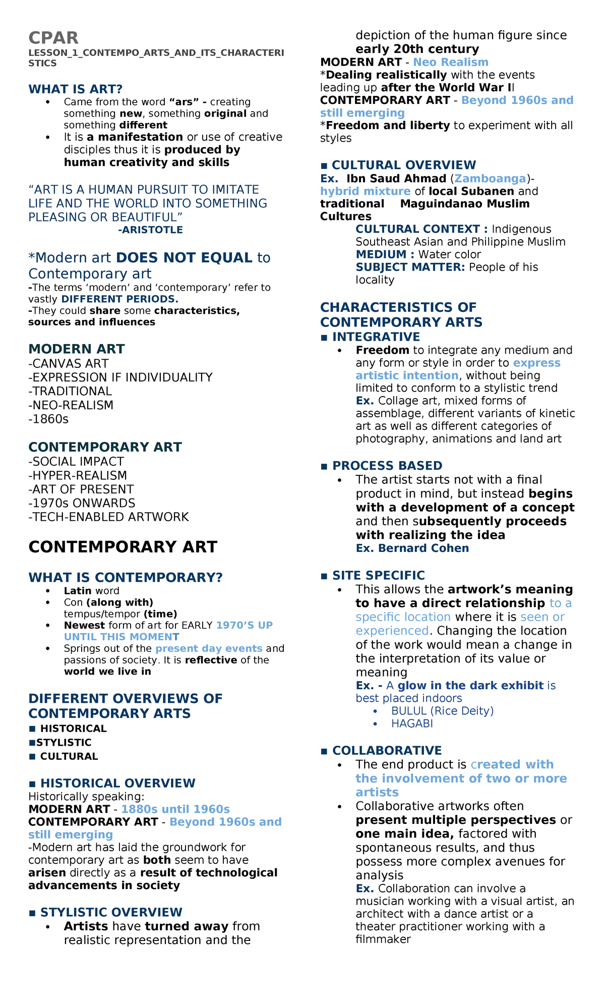 CPAR REV ST 1 - CPAR Reviewers for grade 11 students - CPAR - Studocu