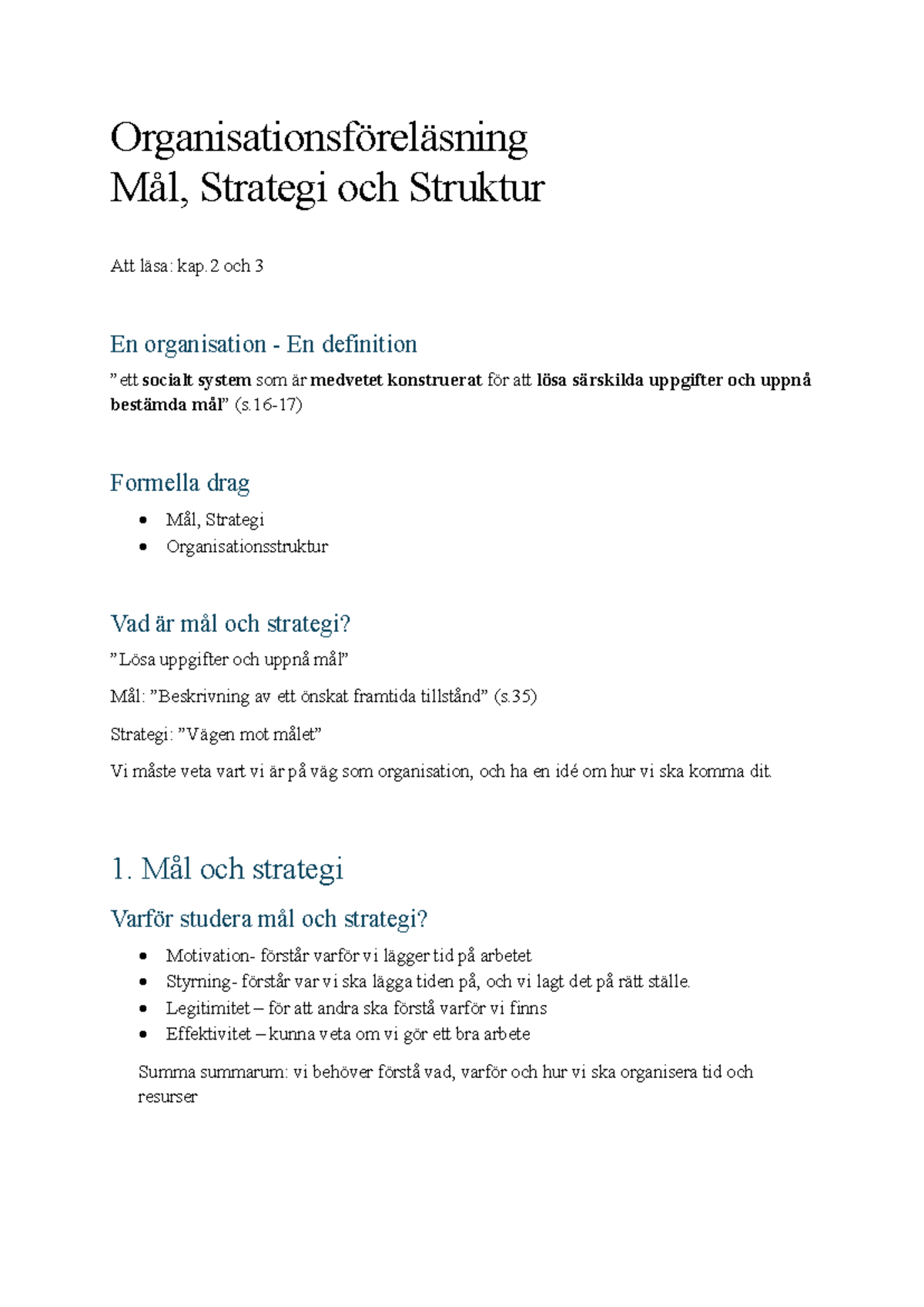 Organisering-Föreläsning - Mål, Strategi och Struktur ...