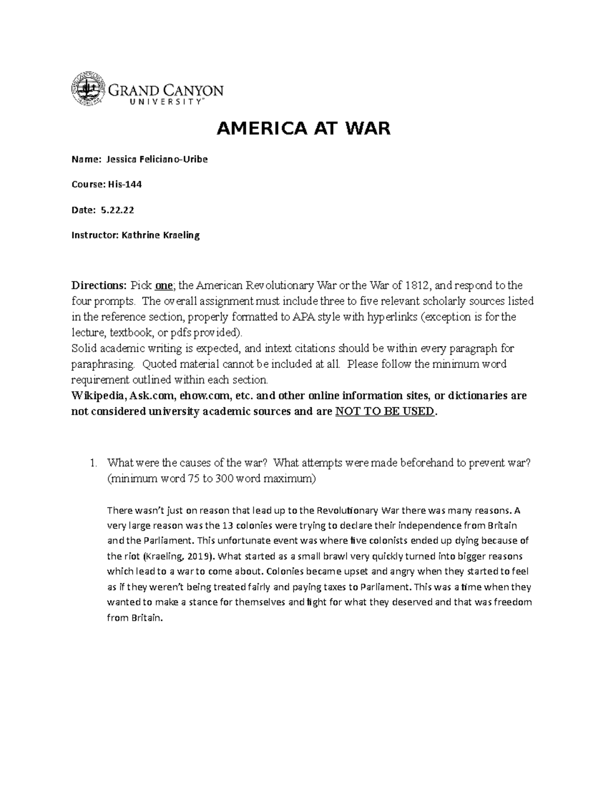 Topic 7 Adjusted Worksheet - AMERICA AT WAR Name: Jessica Feliciano ...