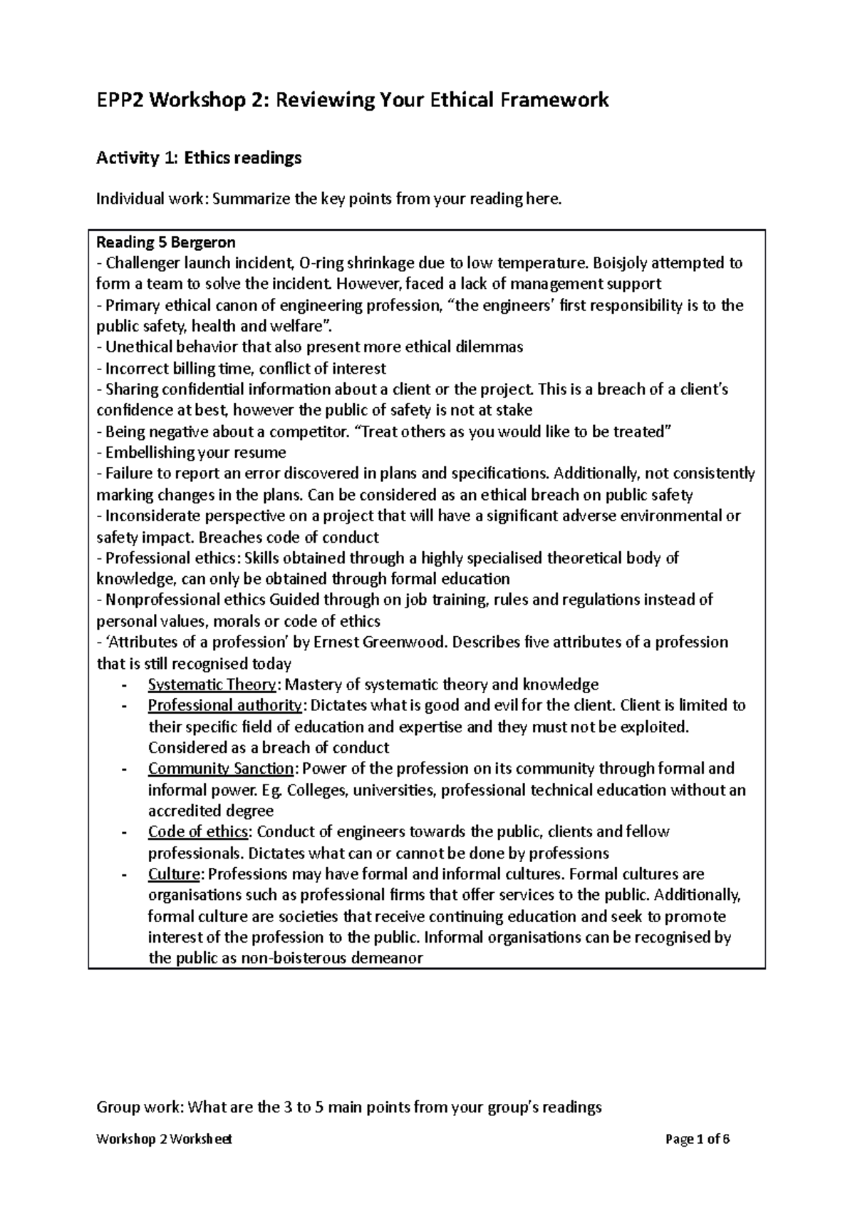 EPP2 Workshop 2 Worksheet v2 - EPP2 Workshop 2: Reviewing Your Ethical ...