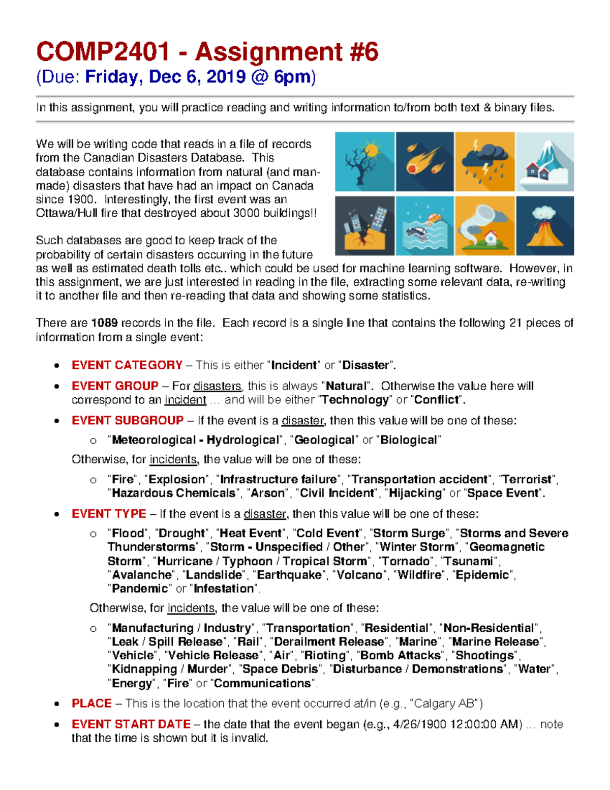 COMP2401 A6 F2019 - Fall 2019 Assignment 6 Specifications - COMP2401 ...