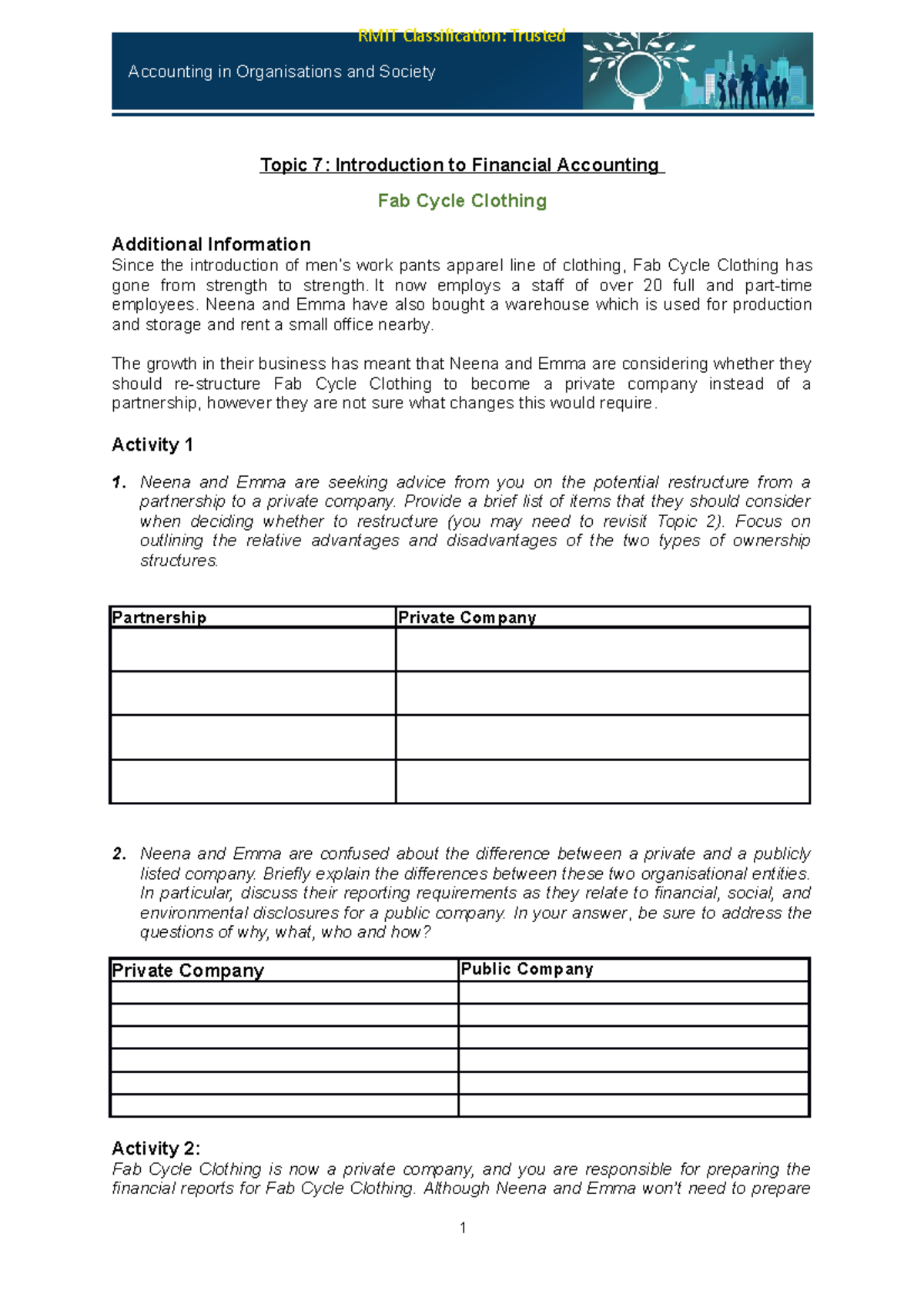 Topic 7 Class Activities - Topic 7: Introduction to Financial ...