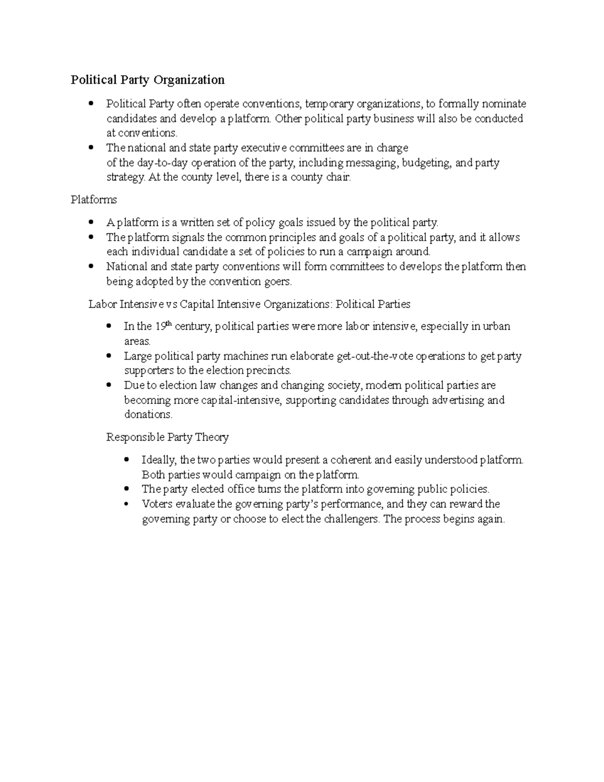 GOVT Lesson 6 - Political Party Organization. - Political Party ...