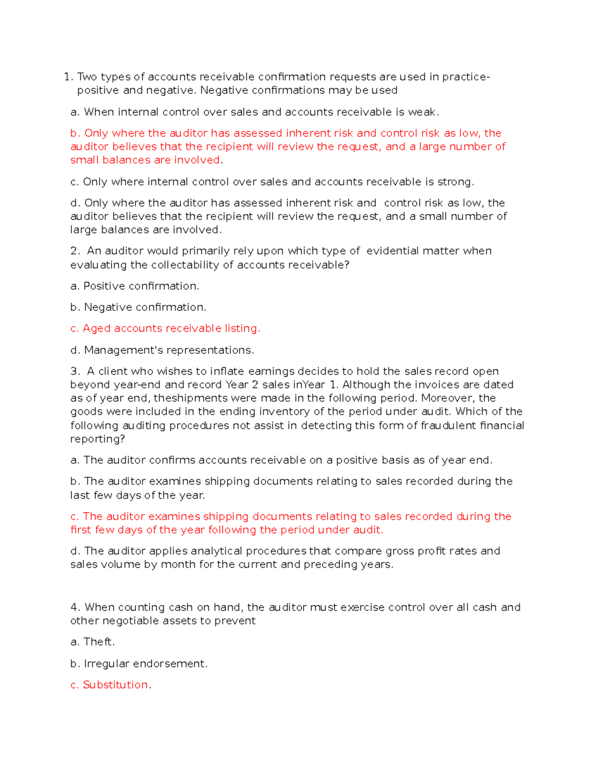 Audit of receivable transaction cycles - Two types of accounts ...