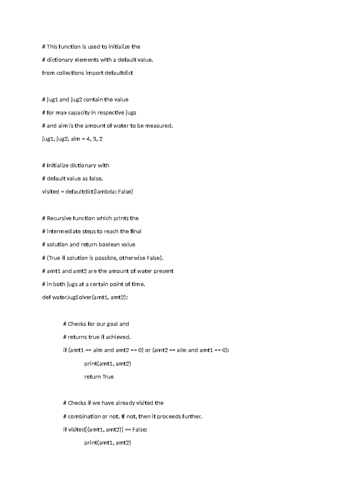 Water Jug Problem - Practical - This function is used to initialize the ...