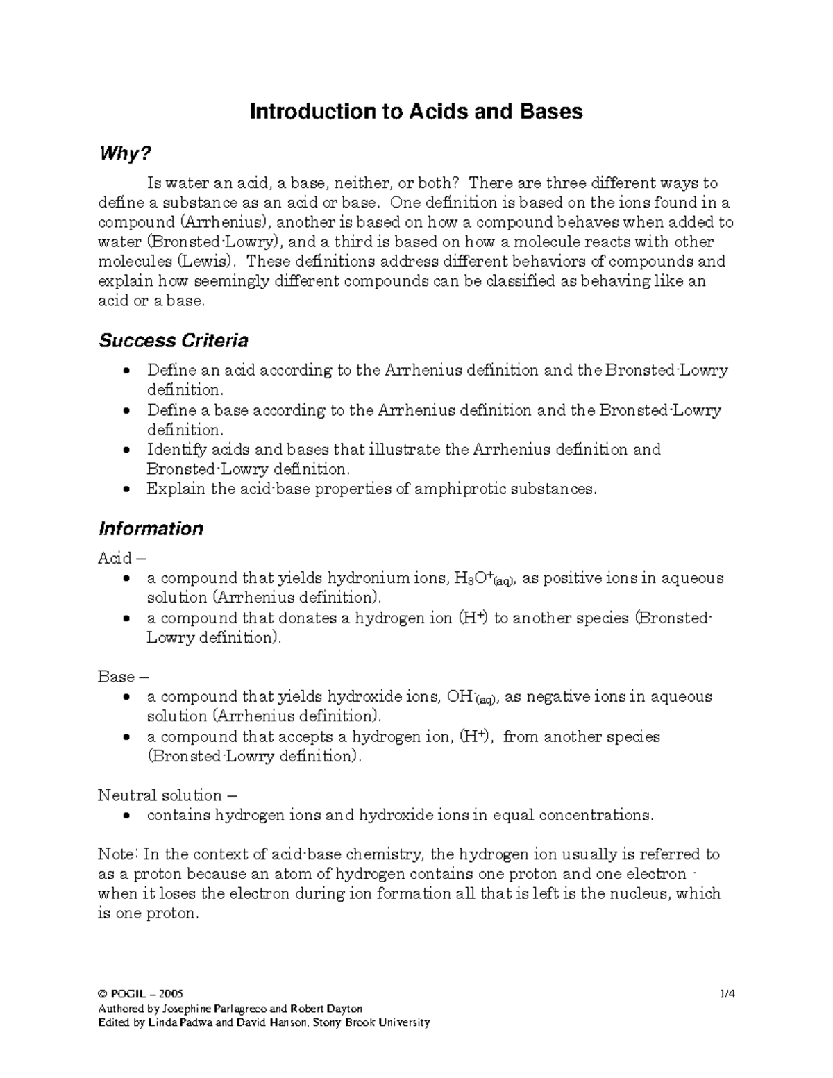 Introduction to acids and bases - Why? Is water an acid, a base ...