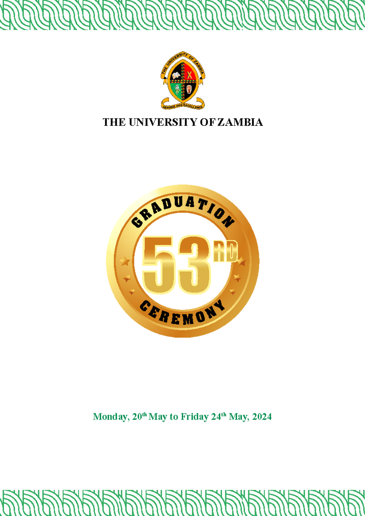 2024 Graduation First Draft COPY - Monday, 20 th May to Friday 24 th ...