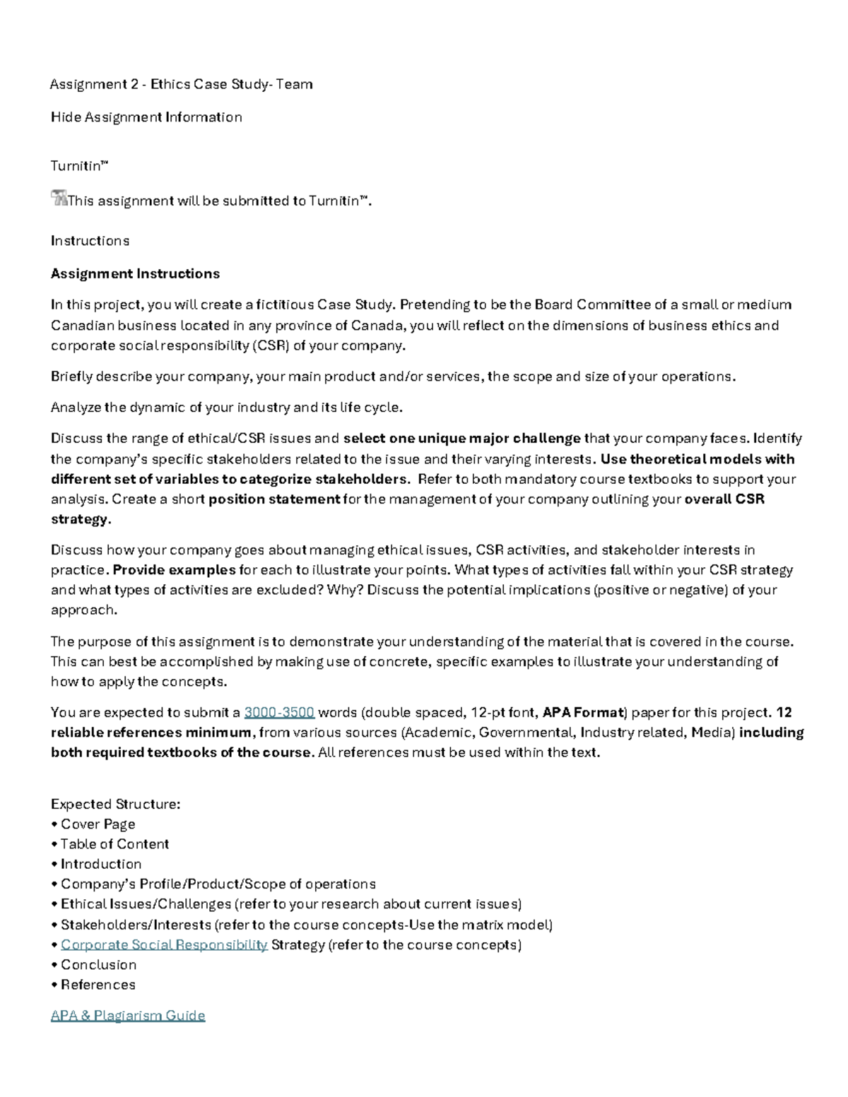 Assignment 2 -TEAM WORK - Assignment 2 - Ethics Case Study- Team Hide ...