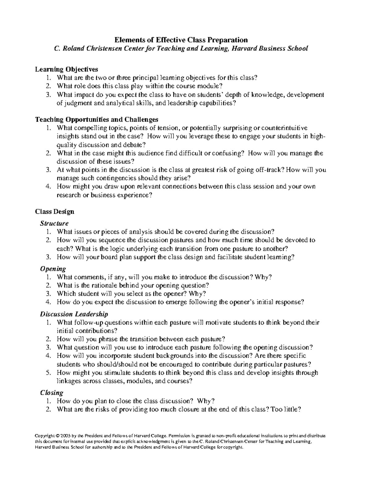 Elements of Effective Class Preparation. Intermediate Writing PDF ...