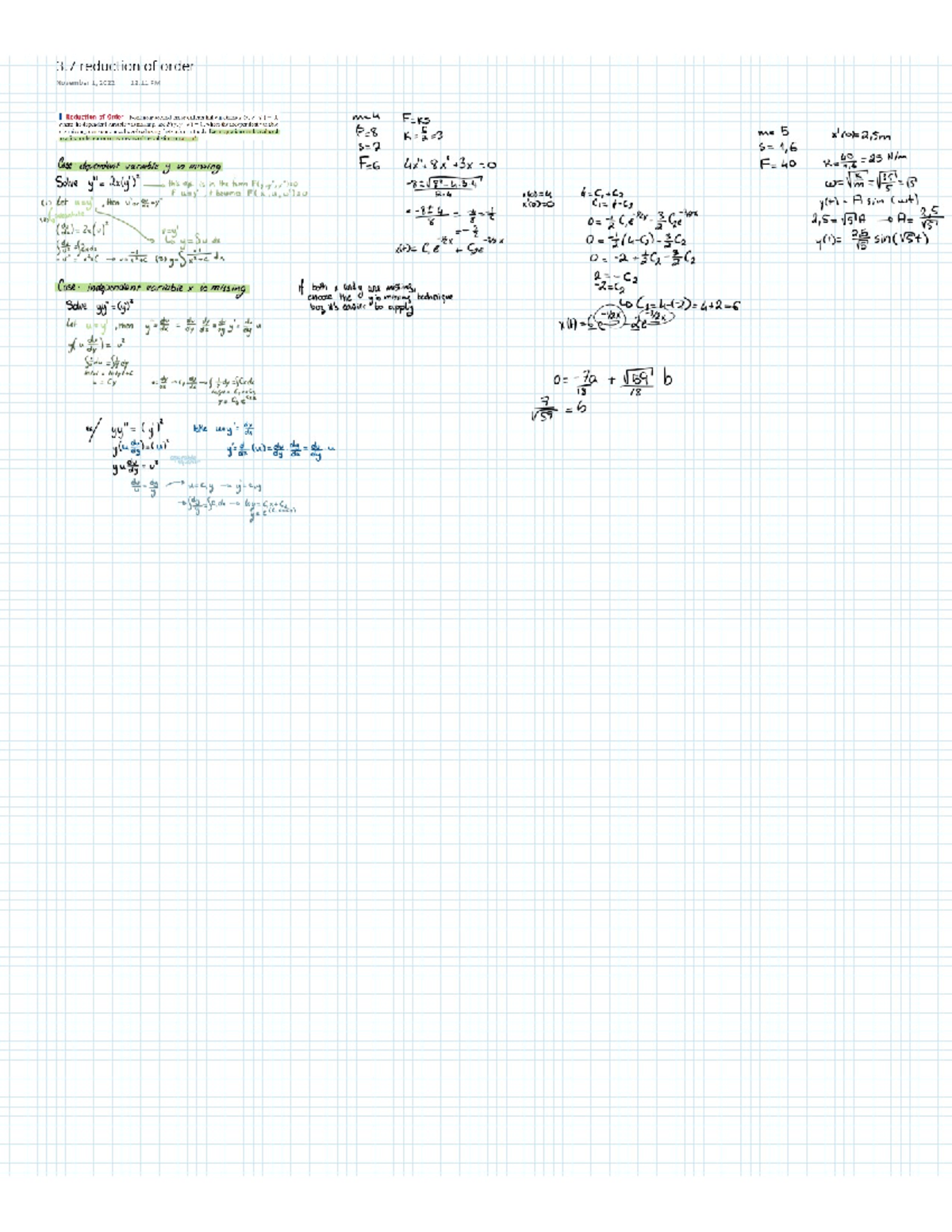 Reduction of order - ENGR 213 - Studocu