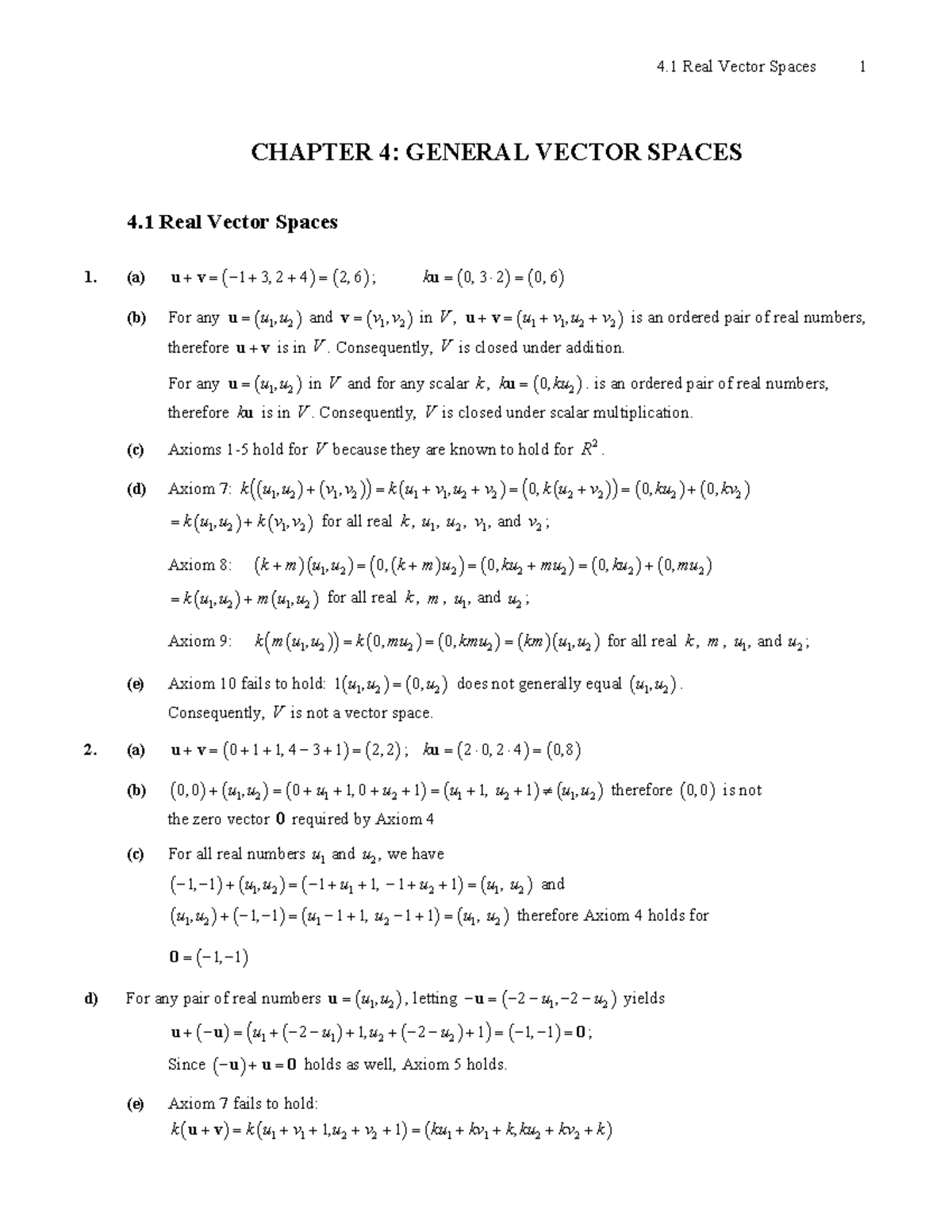 Edition 12 chap 04(except True - 4 Real Vector Spaces 1 CHAPTER 4: GENERAL VECTOR SPACES ...