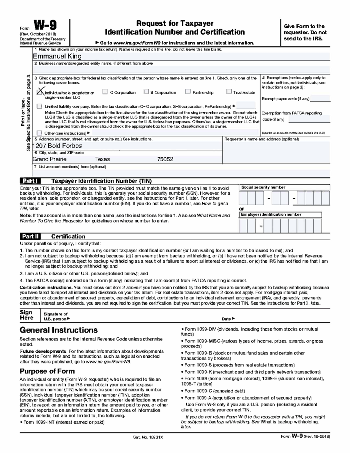 Blank w9 - W9 tax document - Form W- Request for Taxpayer Give Form to ...