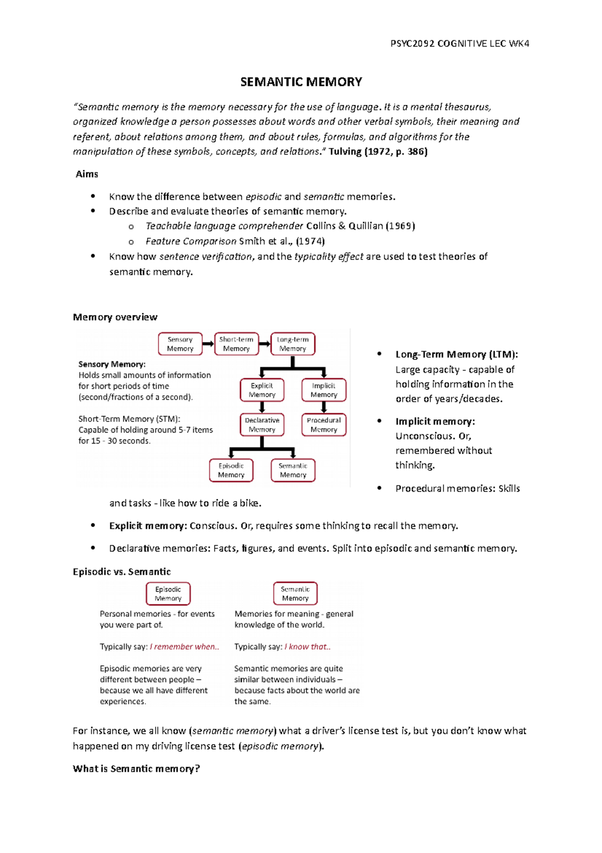 Wk4 Semantic Memory I Req Podcast Semantic Memory Semantic Memory