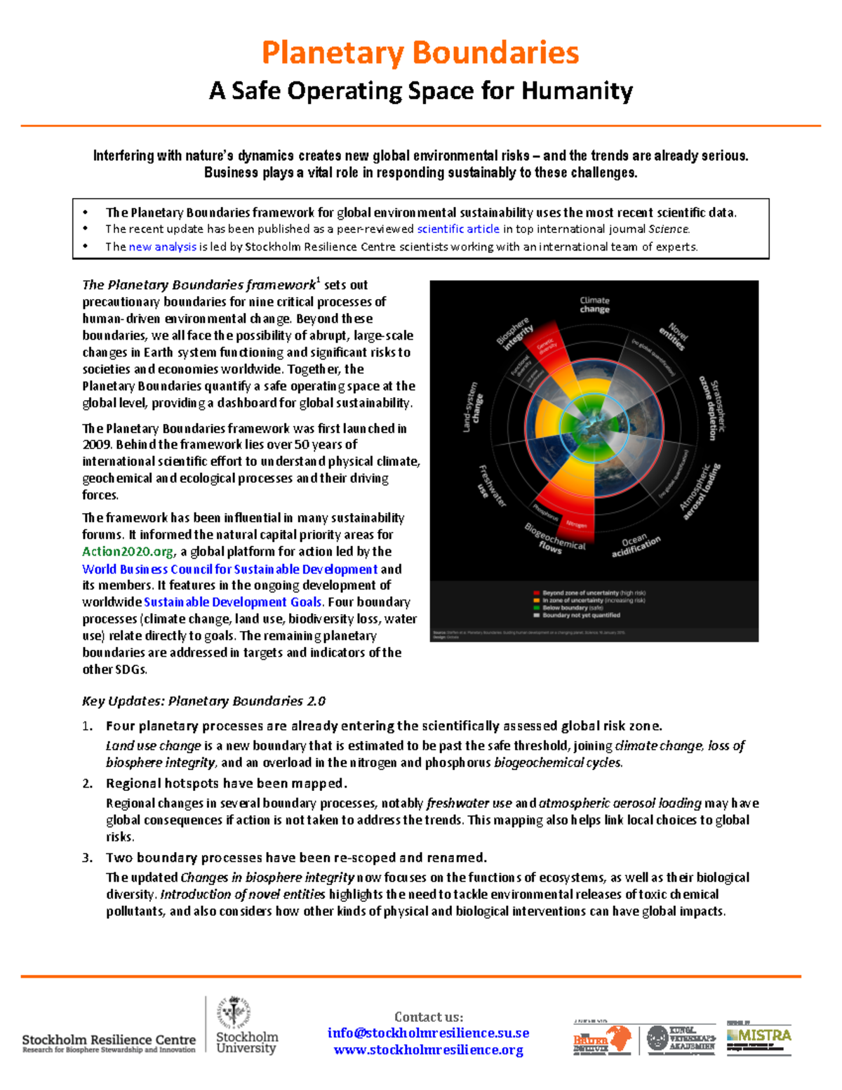 Planetary boundaries - infodok - Planetary Boundaries A Safe Operating ...