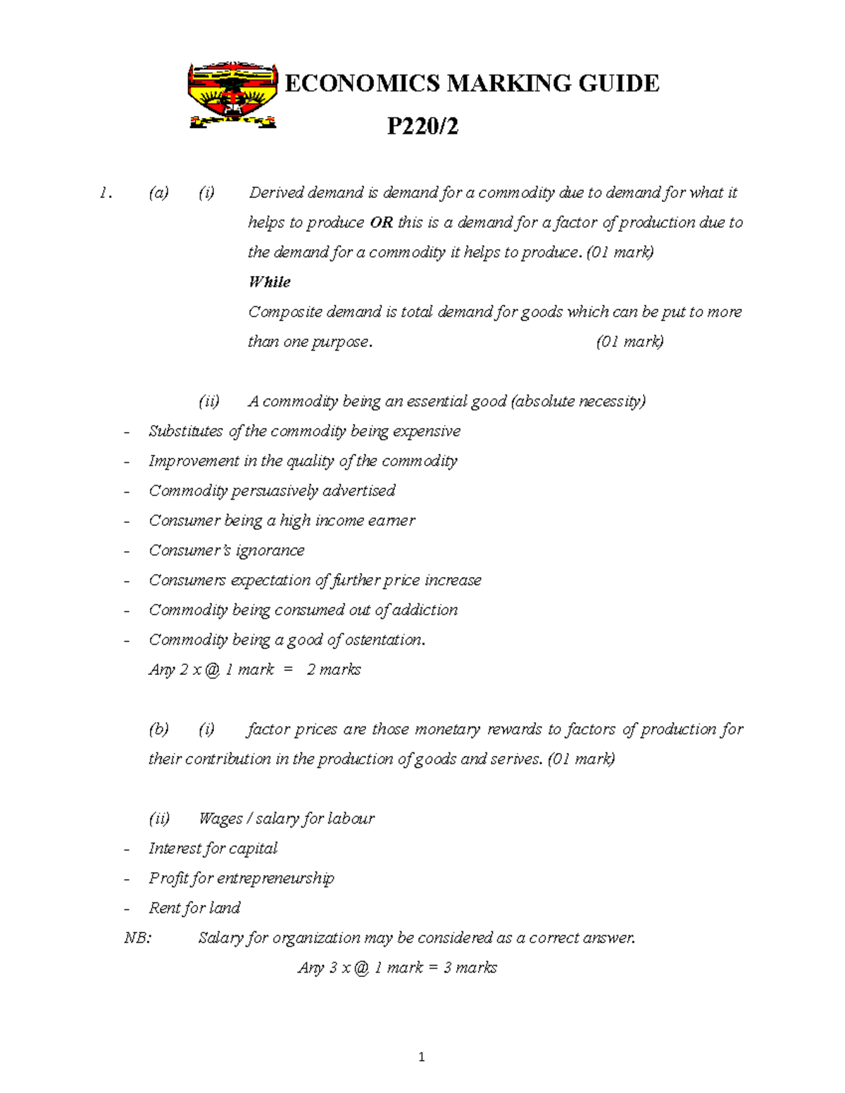 Economics Paper 2 Making Guide - ECONOMICS MARKING GUIDE P220/ 1. (a ...