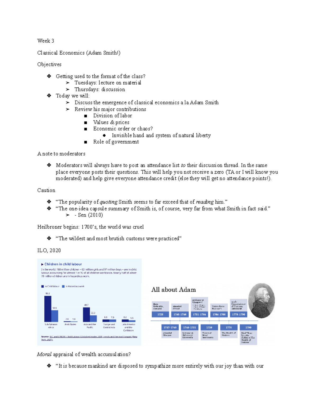Econ Week 3 Notes - Week 3 Classical Economics (Adam Smith!) Objectives ...