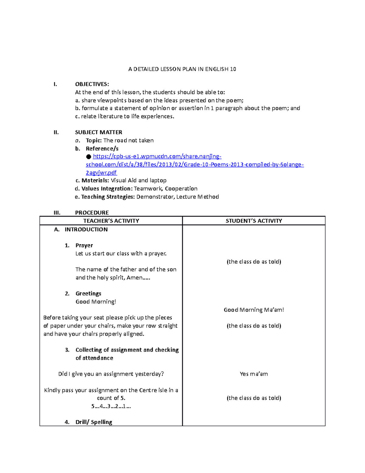 Lp7 - lp about literature - A DETAILED LESSON PLAN IN ENGLISH 10 I ...