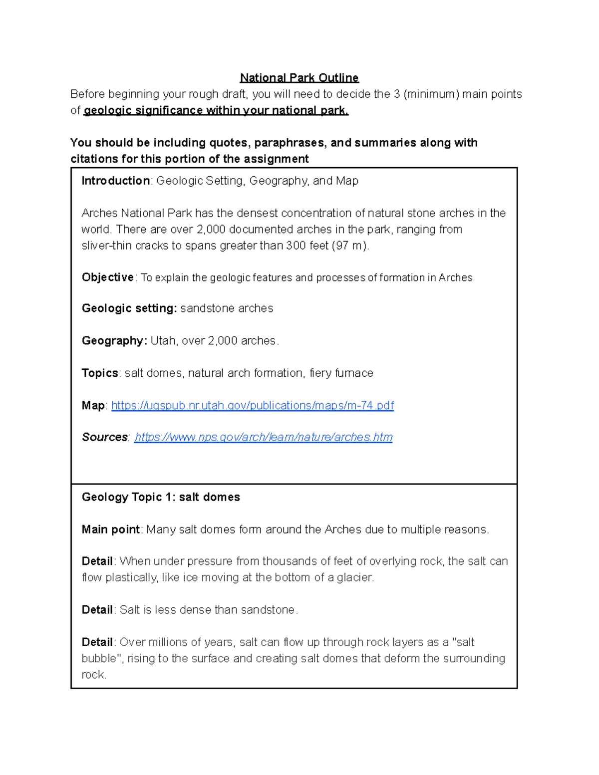 National Park Outline - National Park Outline Before beginning your ...