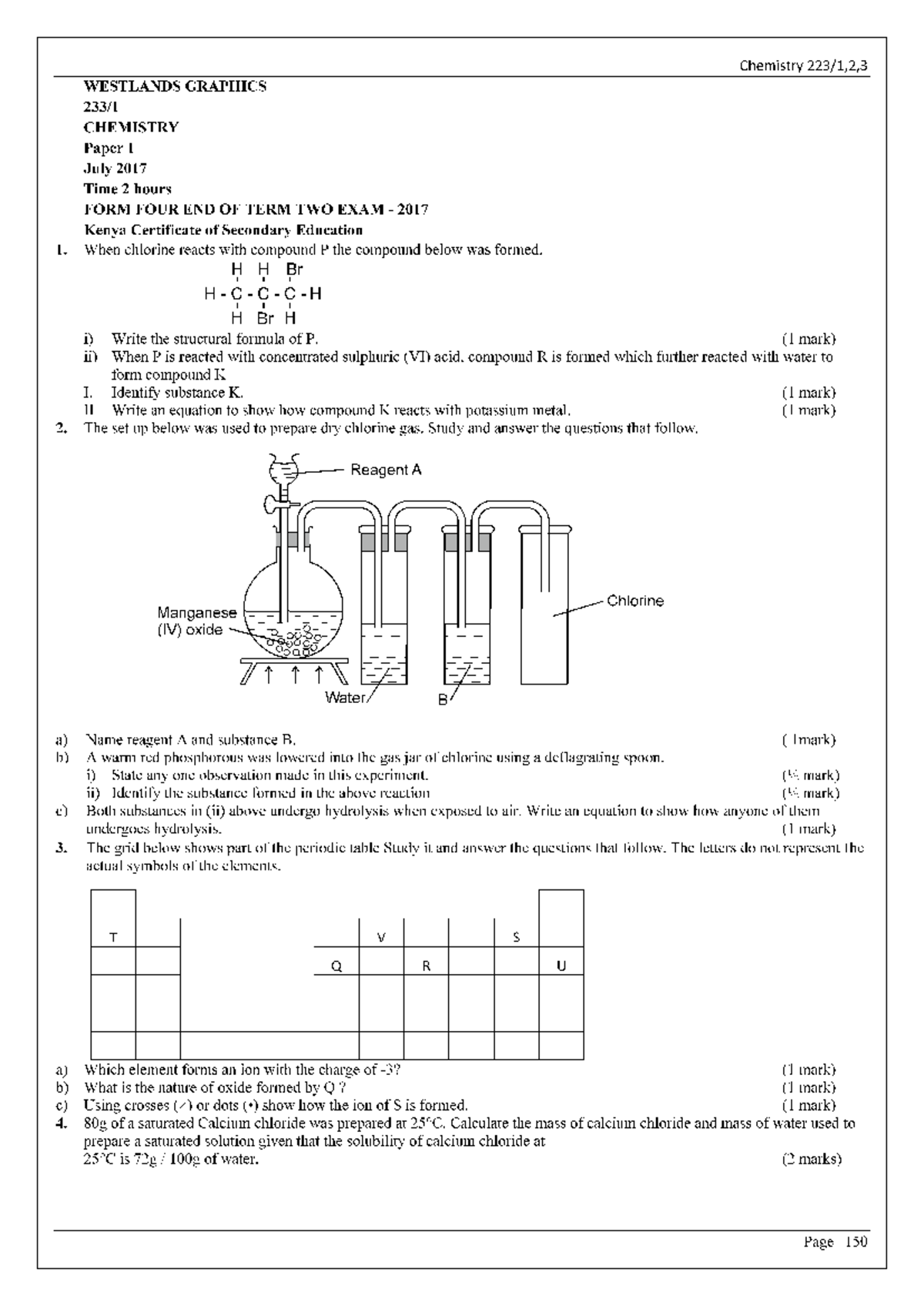Chemistry PP1 PP2 PP3 Questions AND Answers - Chemistry WESTLANDS ...