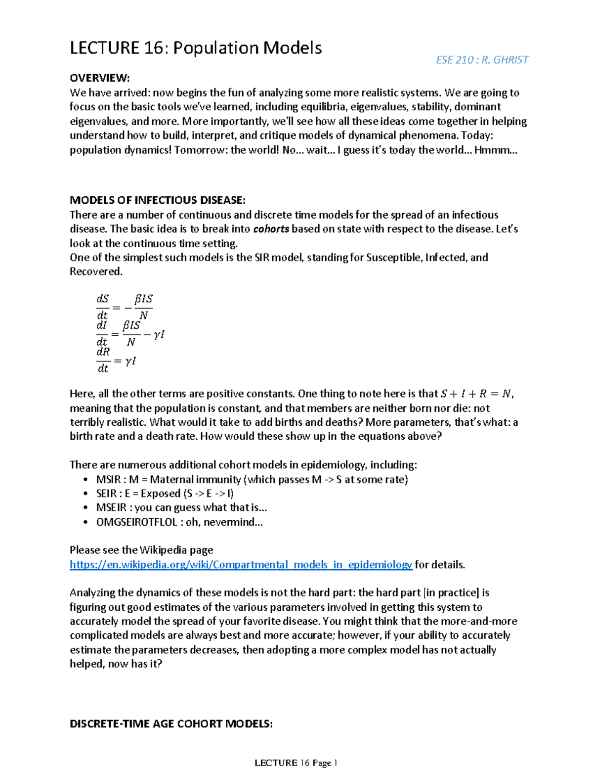 Lecture 16 Population Models 3 Warning Tt Undefined Function 32