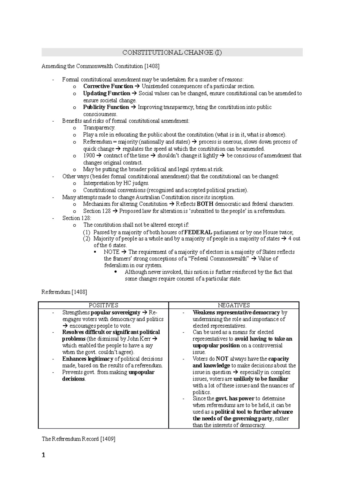 Constitutional Change Notes - CONSTITUTIONAL CHANGE (I) Amending the ...
