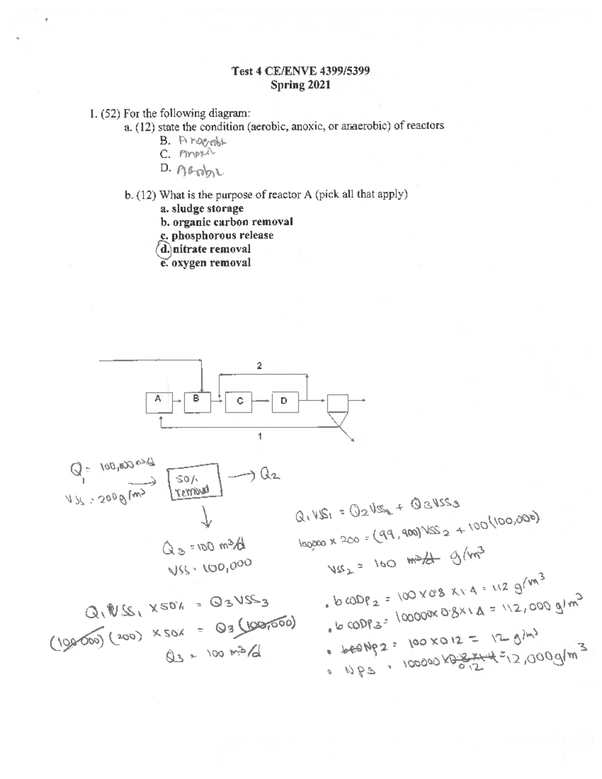 Practise Test 4A - This is the Practice Test A for Test 4. - ENVE 4399 ...