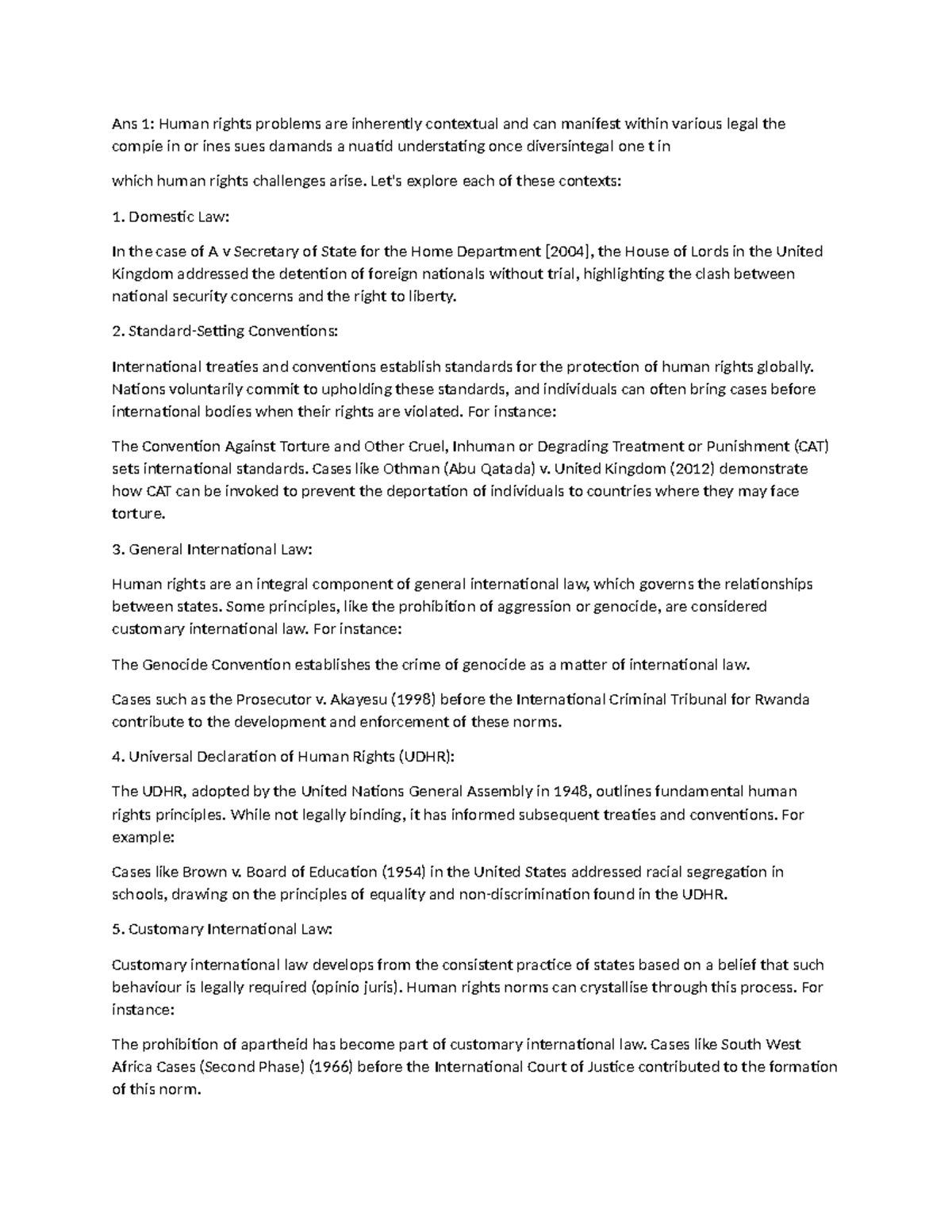 Iphr law exam - Iphr - Ans 1: Human rights problems are inherently ...