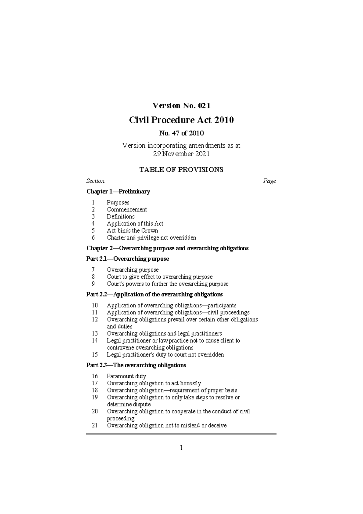 Civil Procedure Act 2010 (VIC) - Version No. 021 Civil Procedure Act 2010 No. 47 of 2010 Version ...
