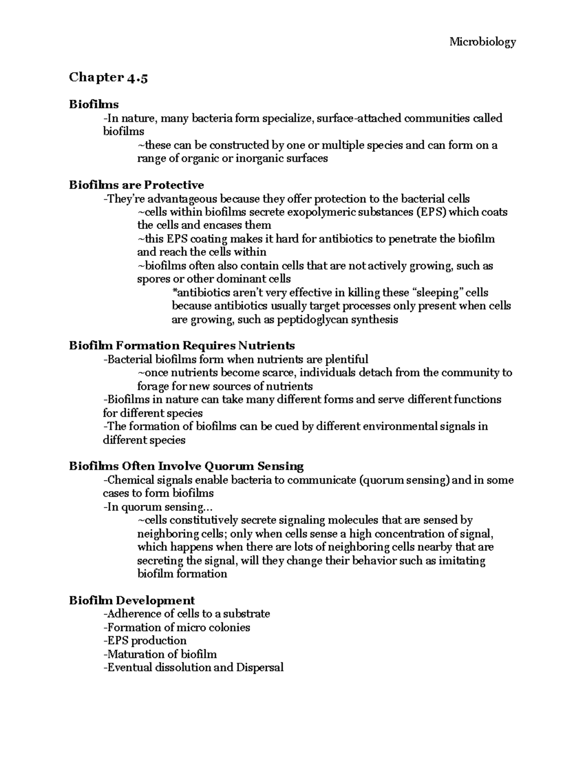 Micro 4.5 Outline - Microbiology Chapter 4. Biofilms -In nature, many ...