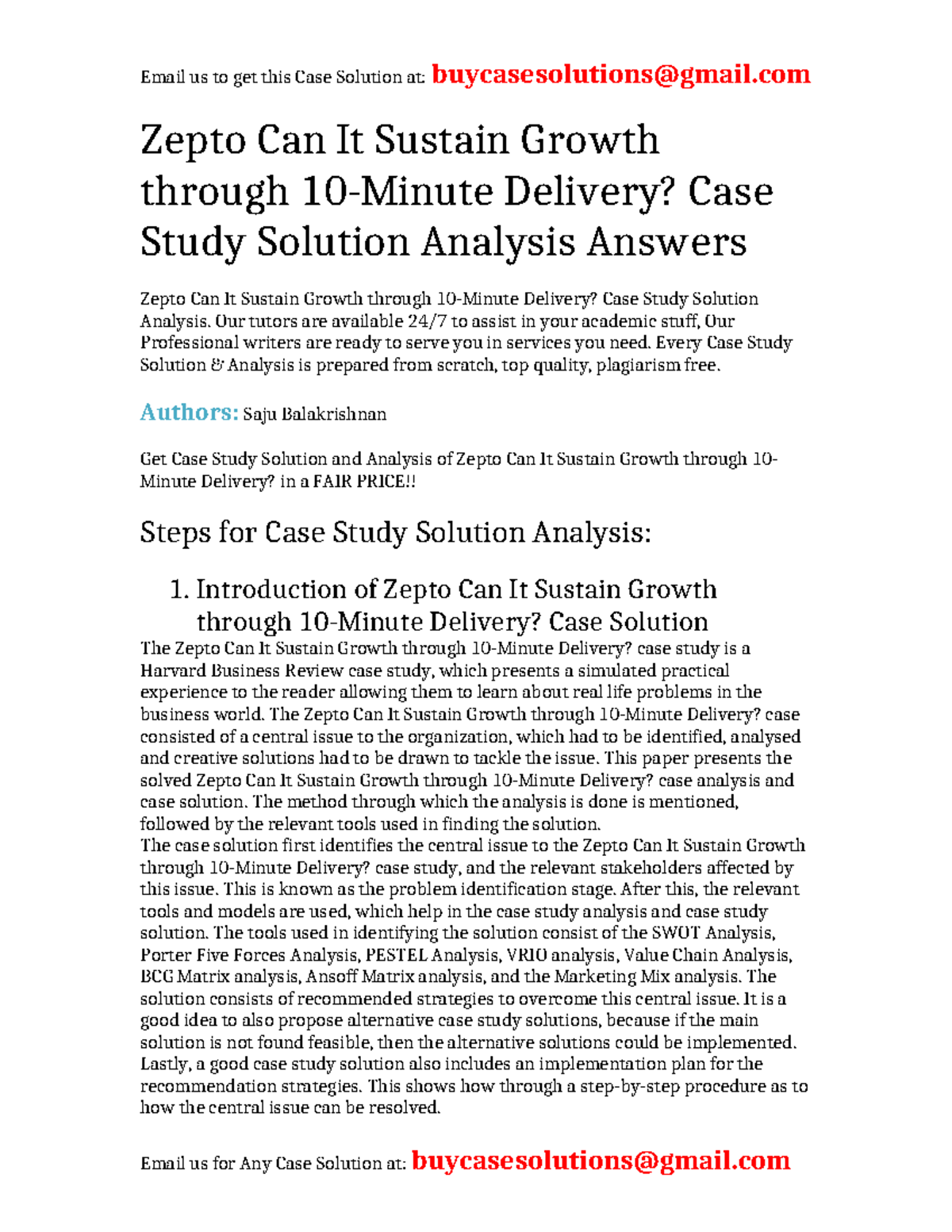Case Solution Zepto Can It Sustain Growth through 10-Minute Delivery ...