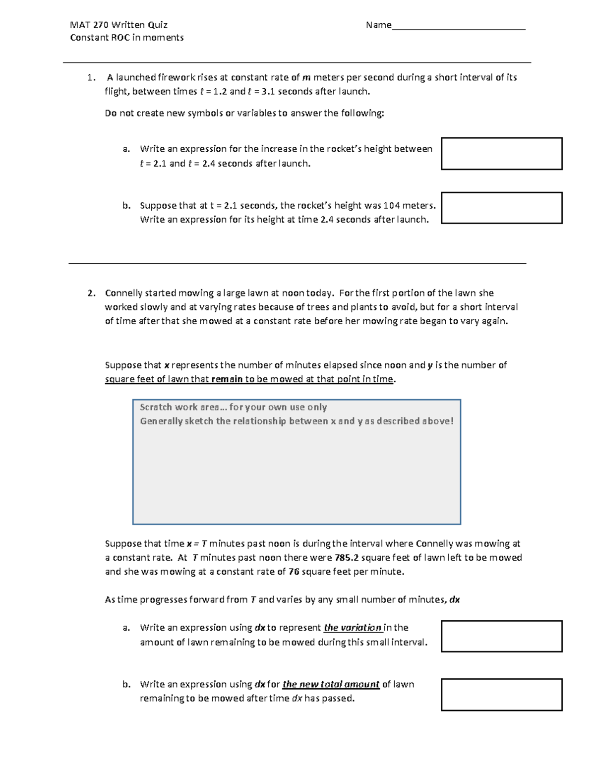 CROC in moments - croc - MAT 270 Written Quiz Name ...