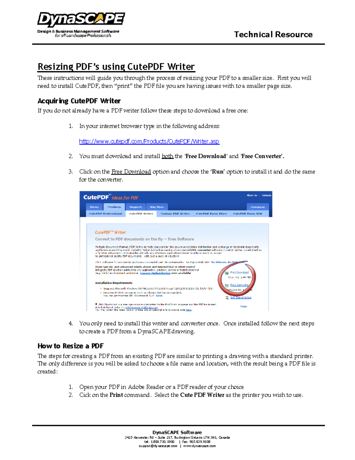 Cute PDF Instructions Resize PDF - Technical Resource DynaSCAPE ...
