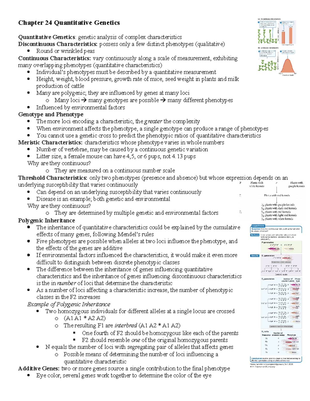 Chapter 24 Quantative Genetics - Chapter 24 Quantitative Genetics ...