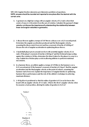 linear kinematics practice problems and answers - SPEX201 Biomechanics ...