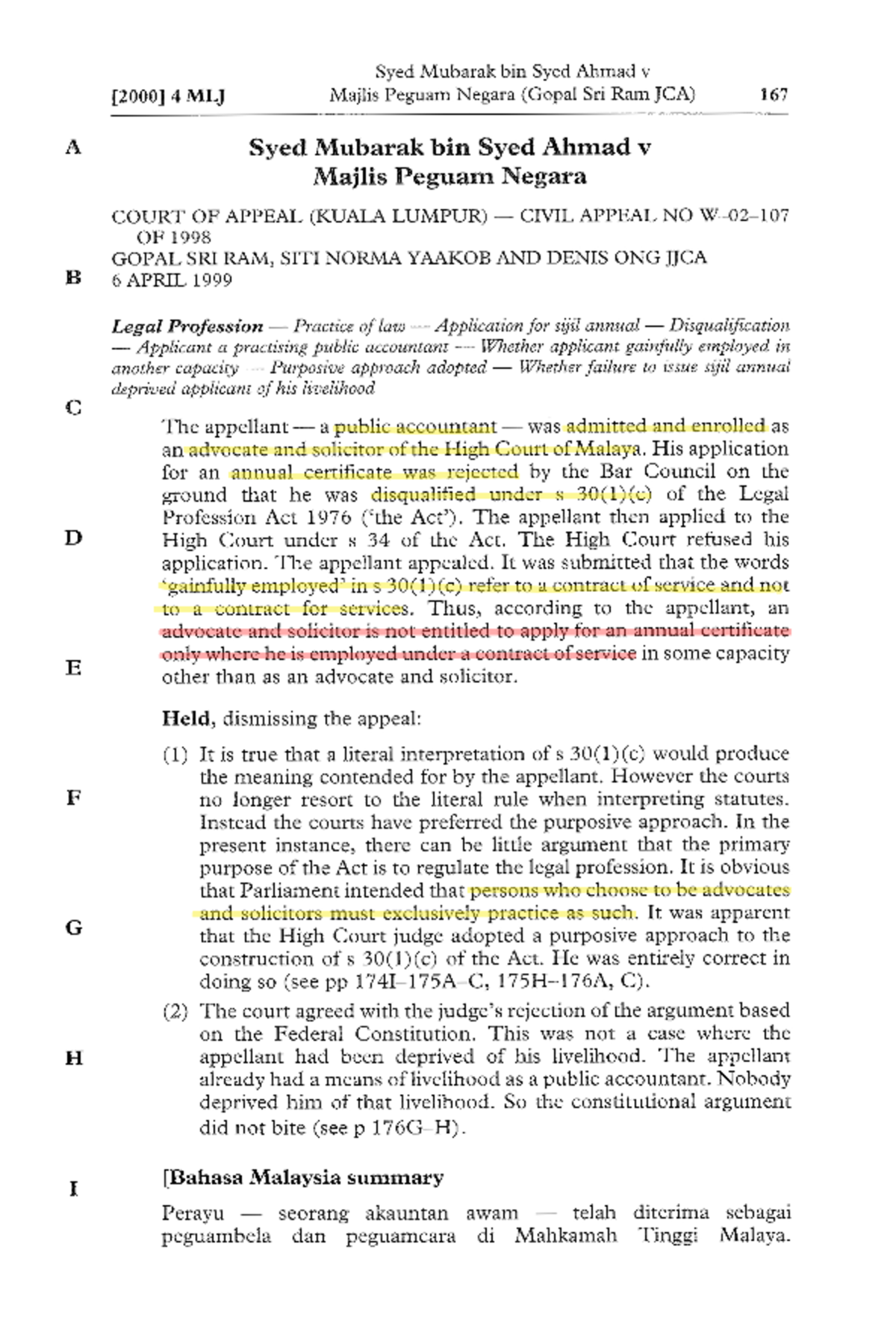 SYED Mubarak BIN SYED Ahmad v Majlis Peguam case - Syed Mubarak bin Syed Ahmad V 4 MLJ Majlis ...