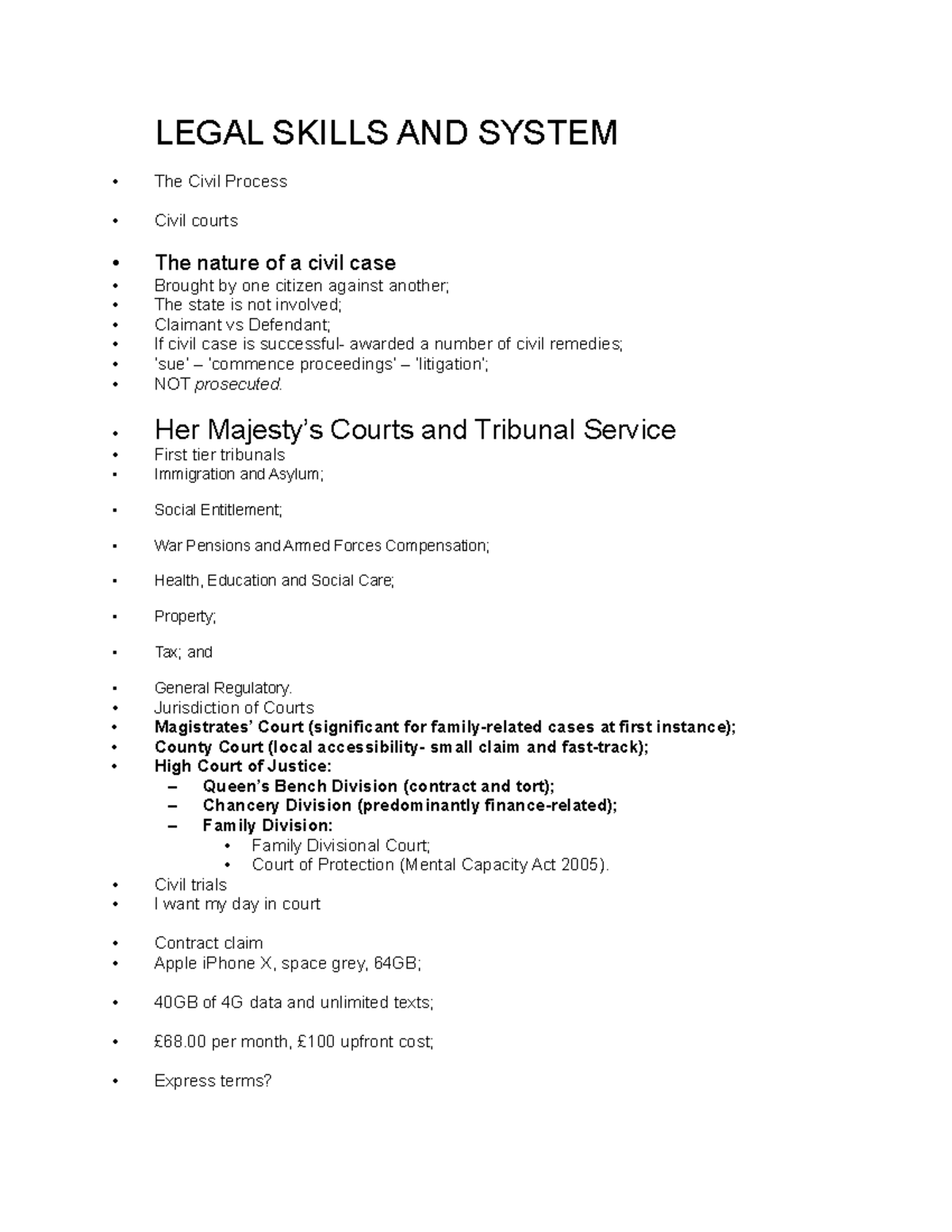 The civil courts process - LEGAL SKILLS AND SYSTEM The Civil Process ...