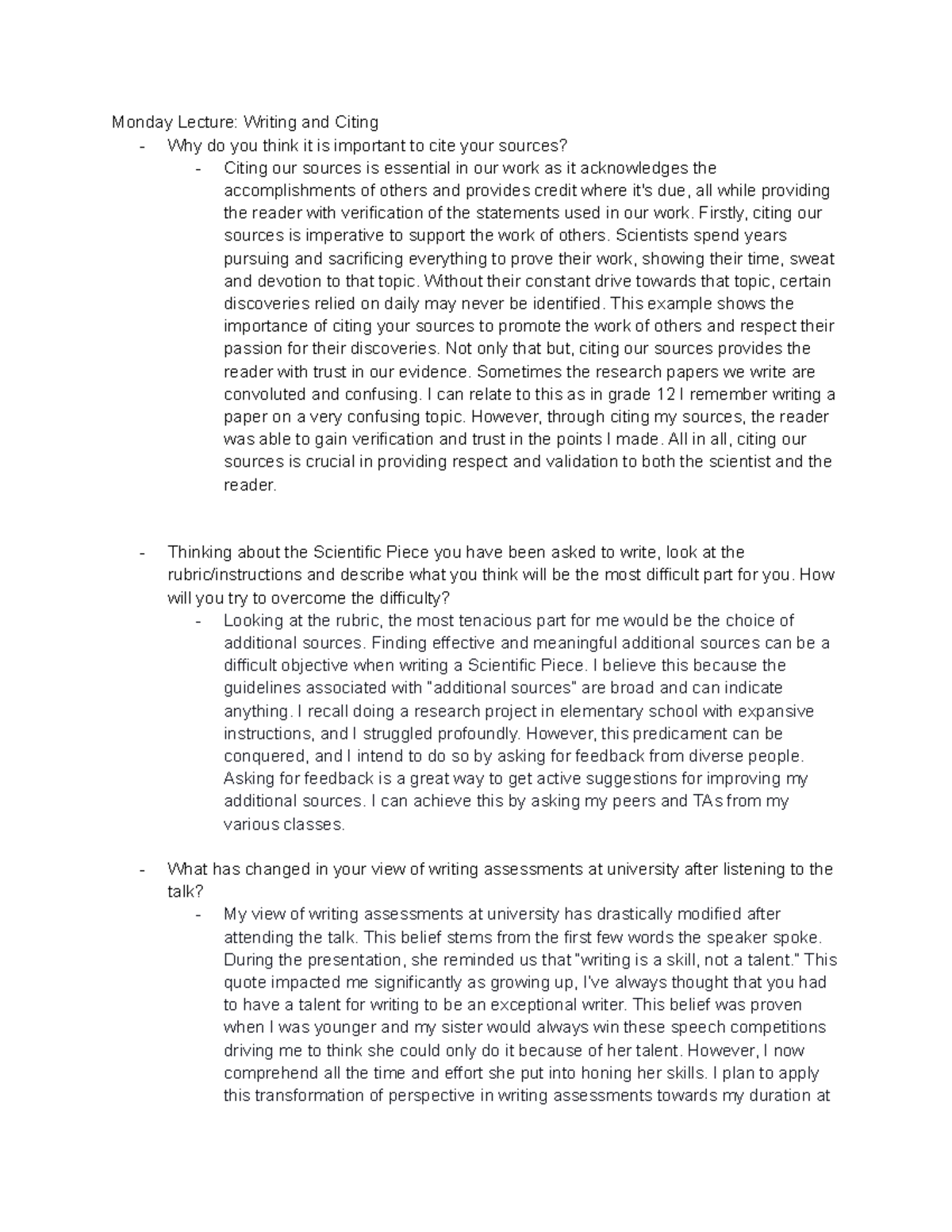 WW3 - WW1 assignment 1 - Monday Lecture: Writing and Citing - Why do ...