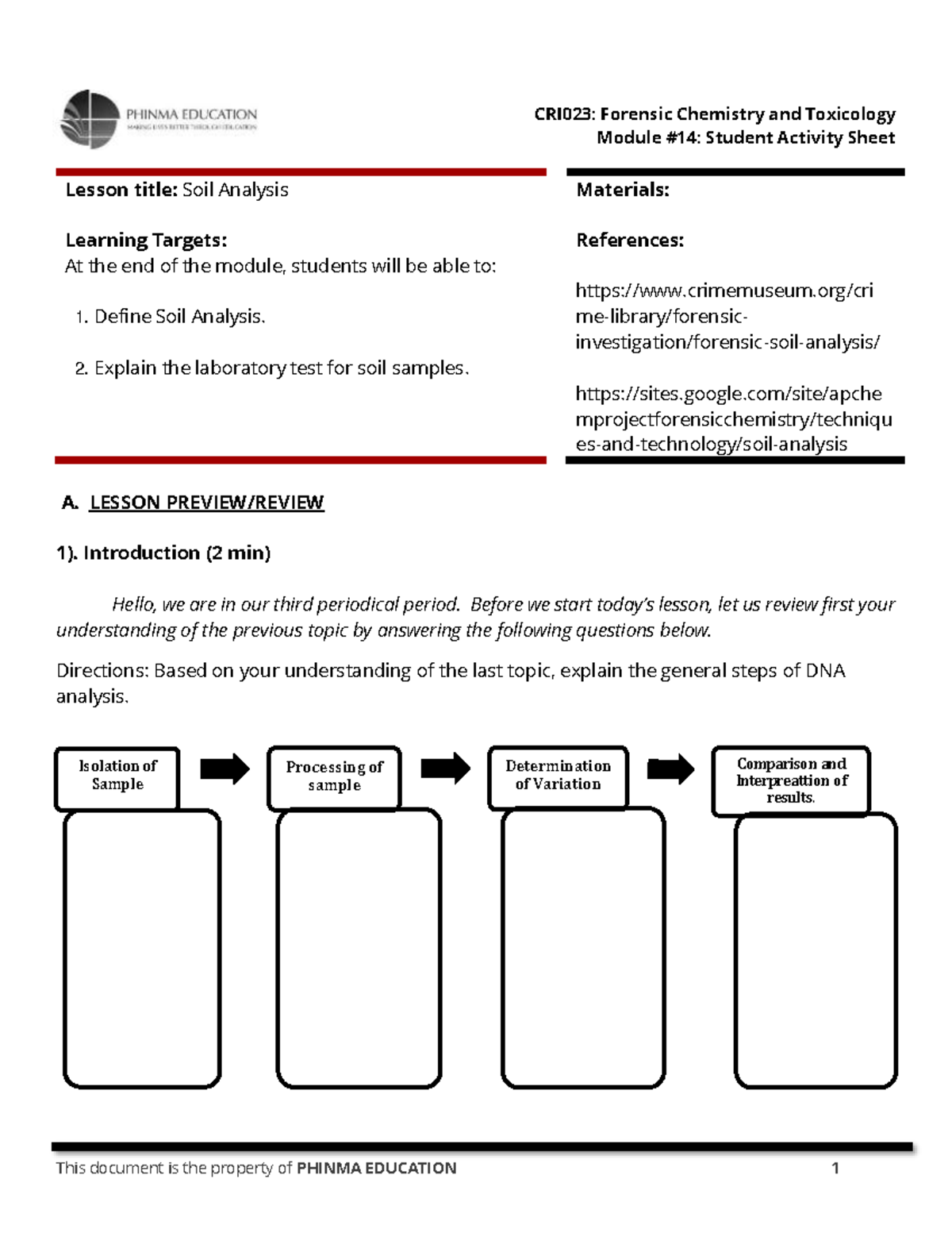 CRI023- Forensic Chemistry and Toxicology Module #14 - Module #14 ...